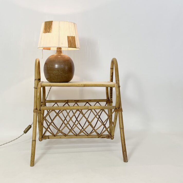 French rattan bedside table from the 1960’s-1970’s. — LampAndCo